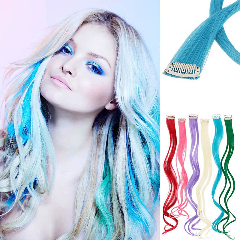 Magenta to Yellow Hair Extensions Clip in Human Hair Streaks - Etsy UK