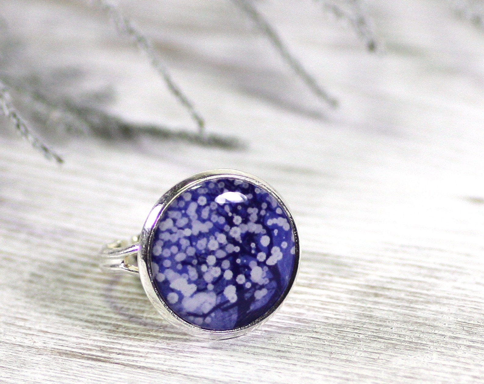 Blue Ring - Ring - Snow Tree Ring - Rings Jewelry - Blue Snow Ring ...