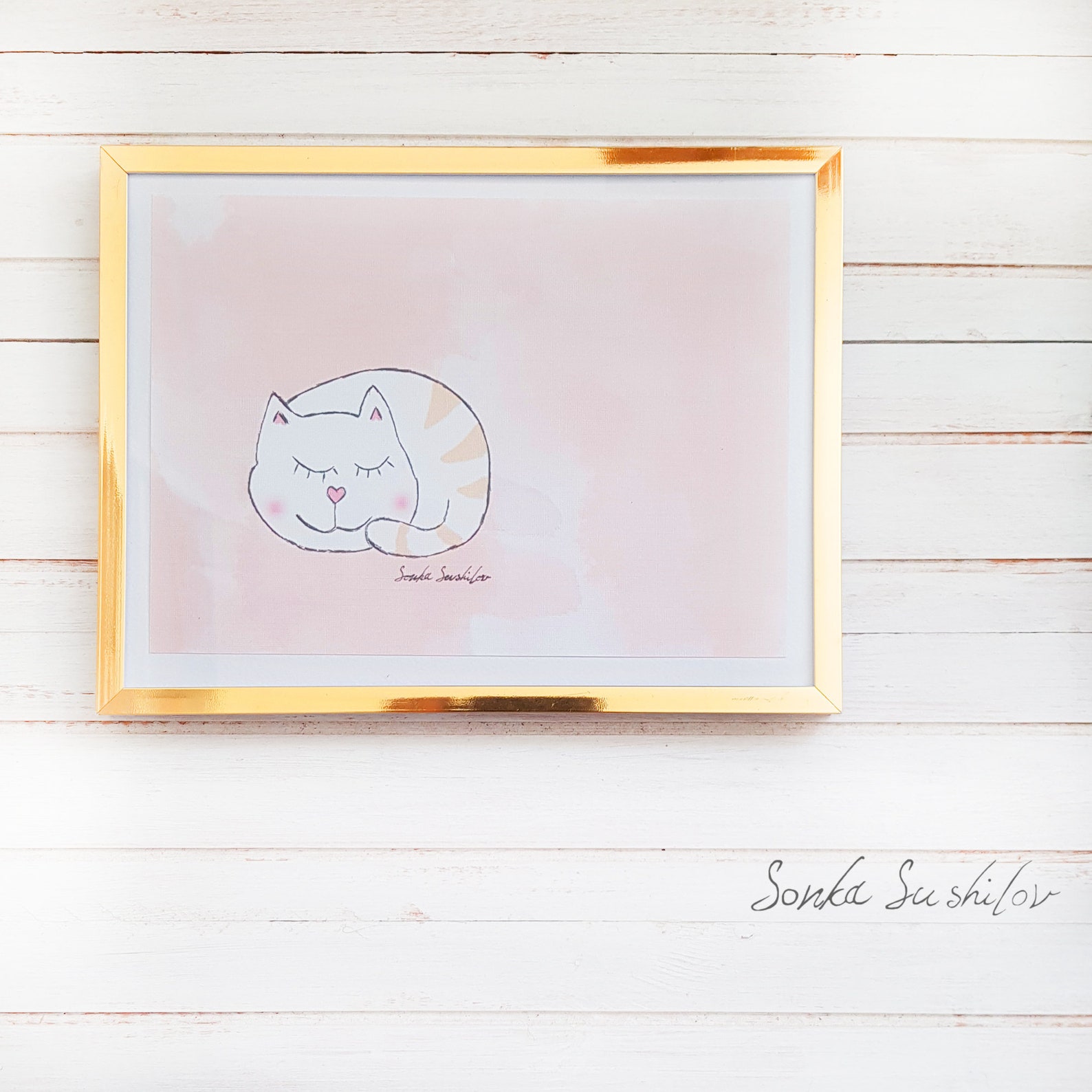 Sleepy Cat Print (3 Different Sizes) - Cute Cat Greeting Card - Etsy