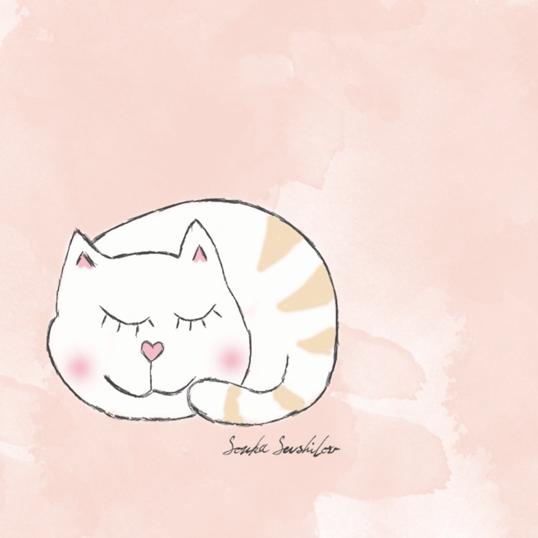 Sleepy Cat Print (3 Different Sizes) - Cute Cat Greeting Card - Etsy