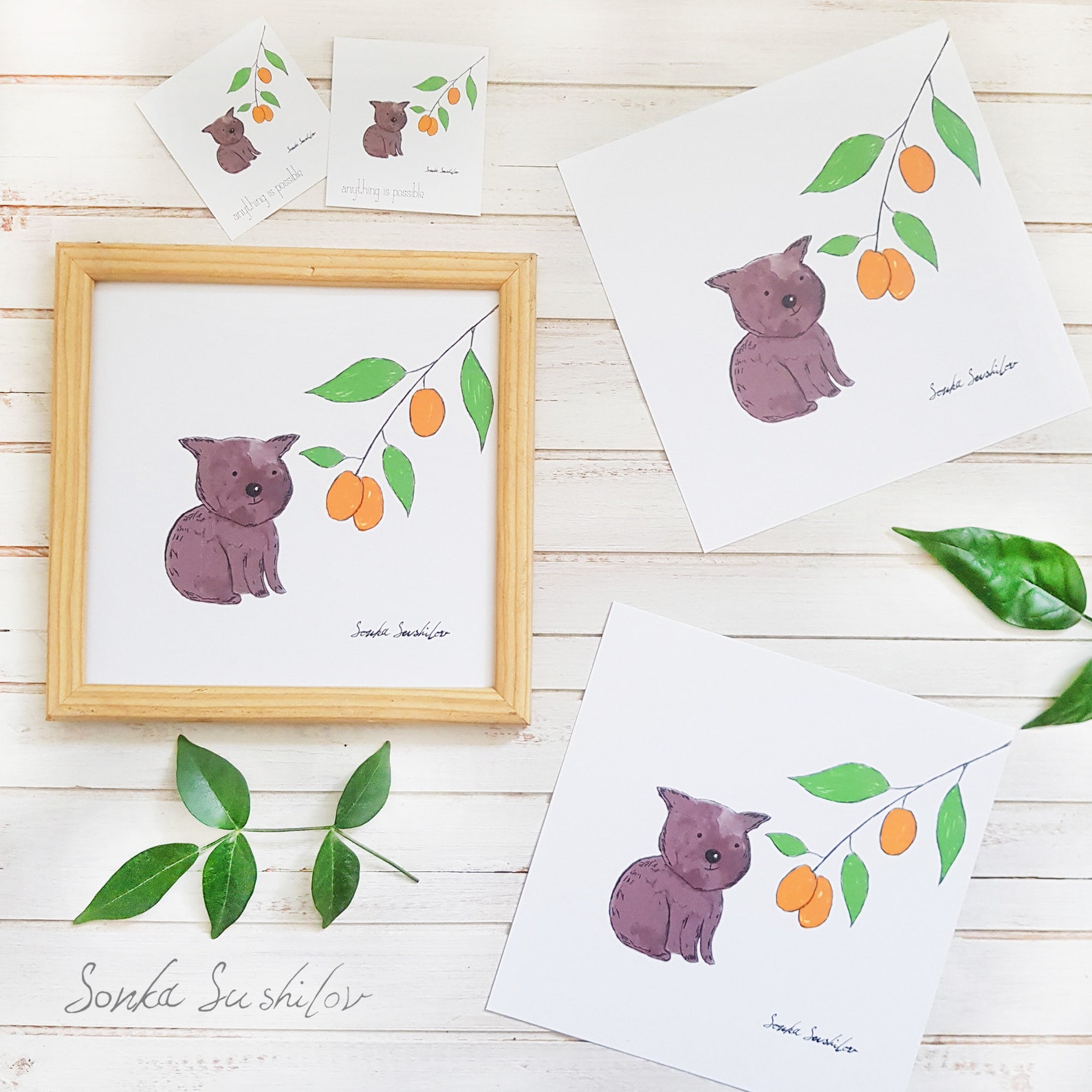 Wombat Print (2 Different Sizes) - Australian Animal Greeting Card - Etsy