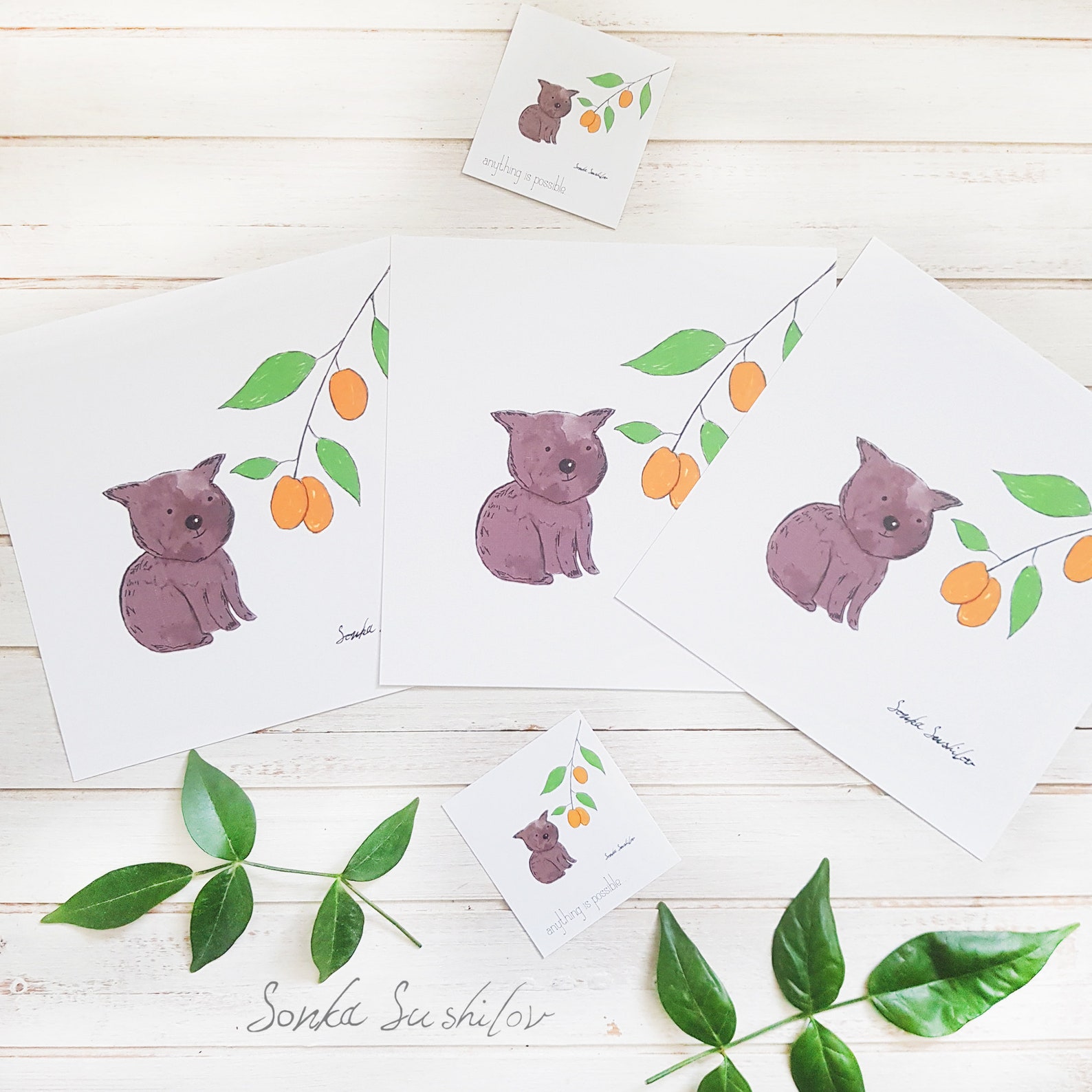 Wombat Print (2 Different Sizes) - Australian Animal Greeting Card - Etsy