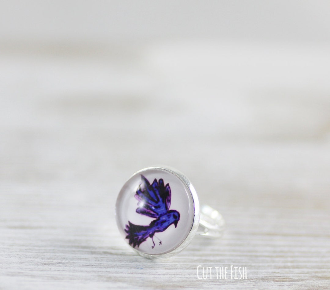 Blue Bird Ring - Ring - Bird Ring - Rings Jewelry - Adjustable Ring ...