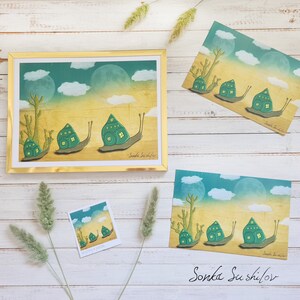 Snails With Houses Art Print (4 Different Sizes) - Fairy Tale Greeting ...