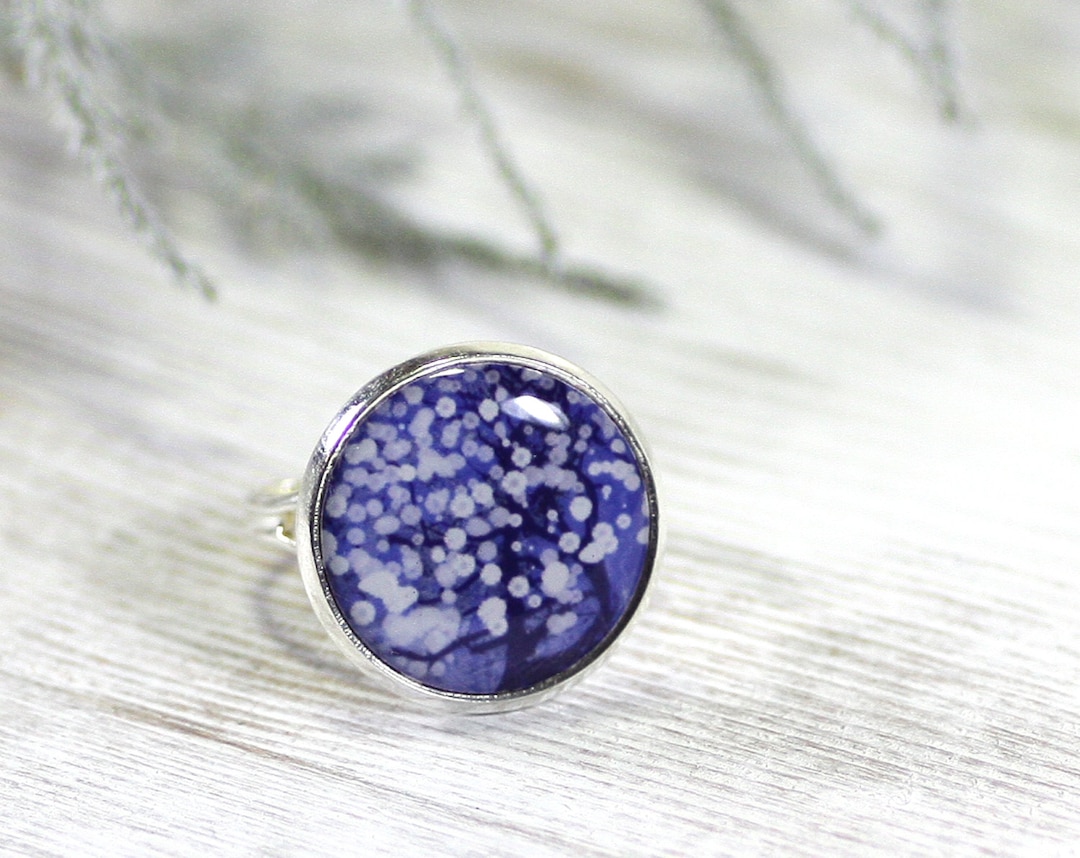 Blue Ring - Ring - Snow Tree Ring - Rings Jewelry - Blue Snow Ring ...