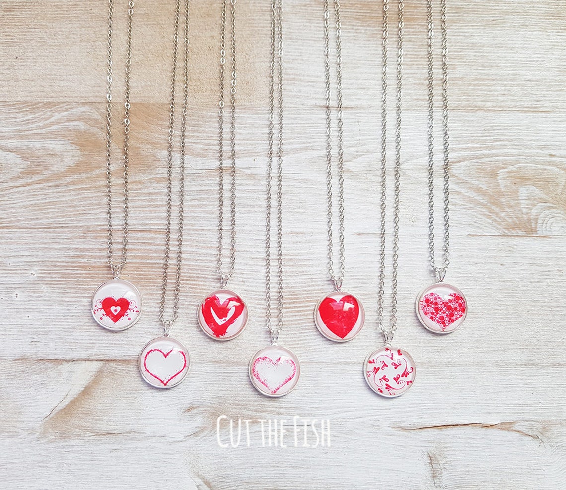Red Heart Pendant - Red Heart Necklace - Red Heart Jewelry - Art ...