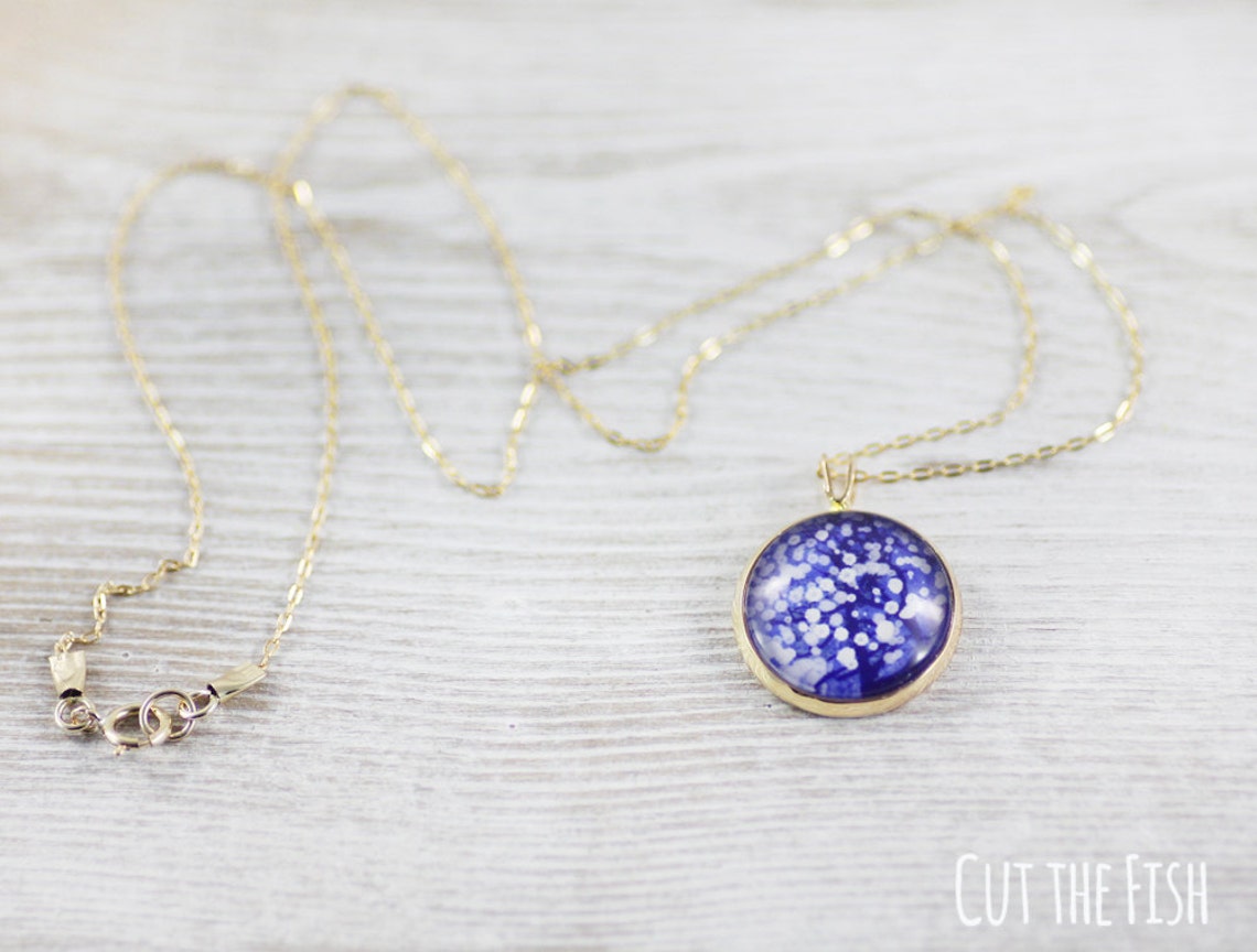 Collar azul joyería de oro de 14k joyería joyería | Etsy