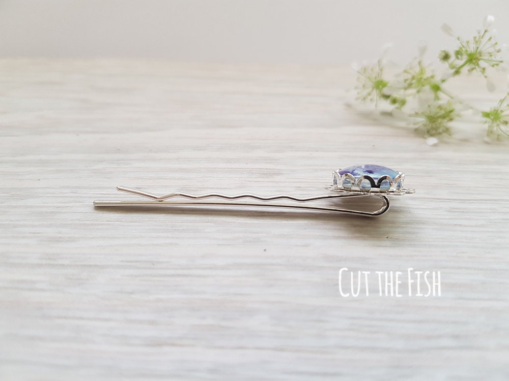 Purple Blue Hair Pin - Purple Hair Pin - Silver Bobby Pin - Art Jewelry ...