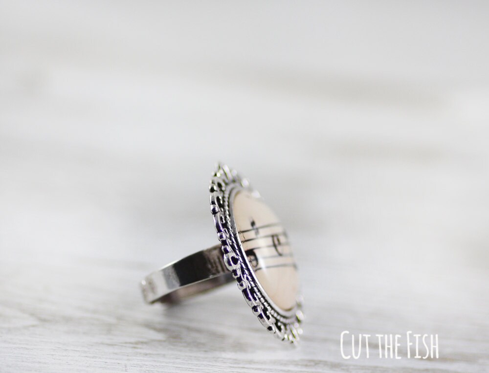 Music Ring - Ring - Rings Jewelry - Beige Ring - Adjustable Ring ...