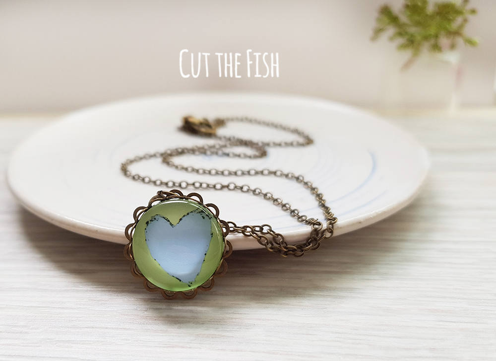 Green Heart Necklace Green Heart Pendant Green Heart | Etsy