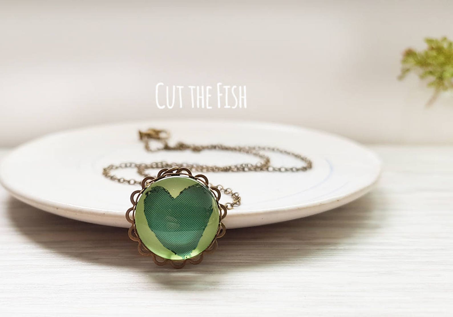 Green Heart Necklace Green Heart Pendant Green Heart - Etsy