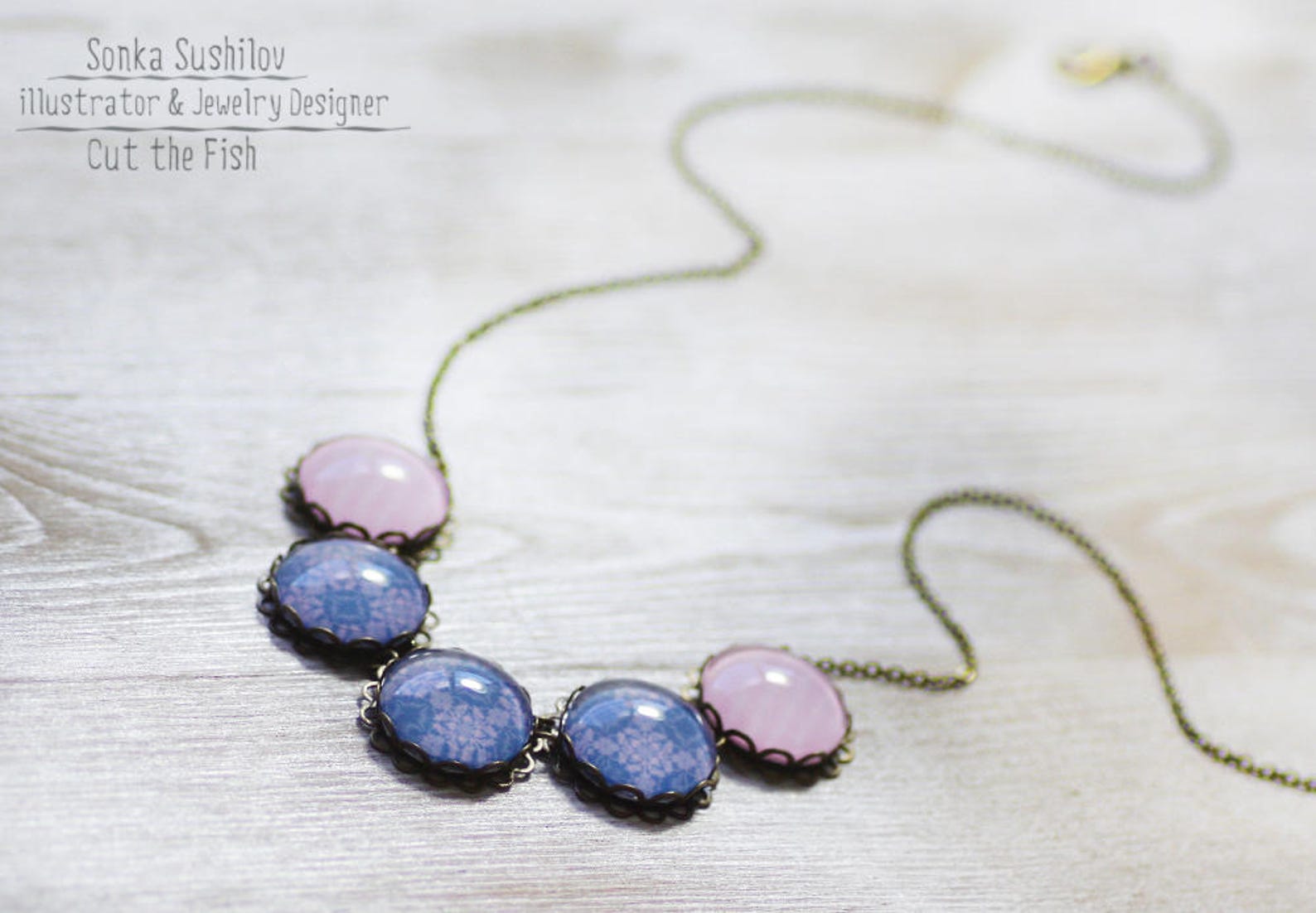 Pink and Blue Necklace - Jewelry - Art Jewelry - Pink and Blue Jewelry ...