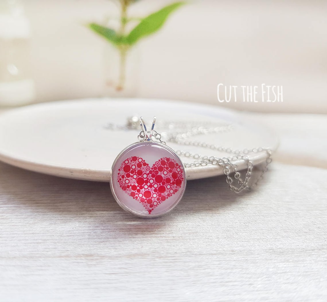 Red Heart Pendant Red Heart Necklace Red Heart Jewelry Art Jewelry ...