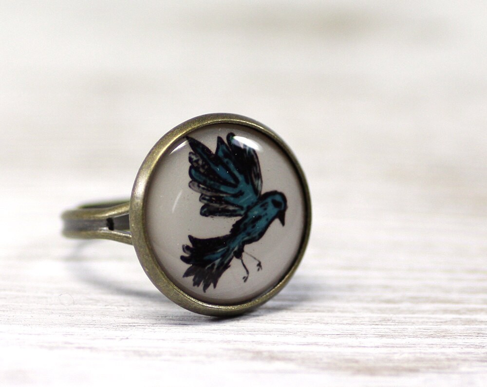 Bird Ring - Adjustable Ring - Blue Ring - Rings Jewelry - Blue Bird ...