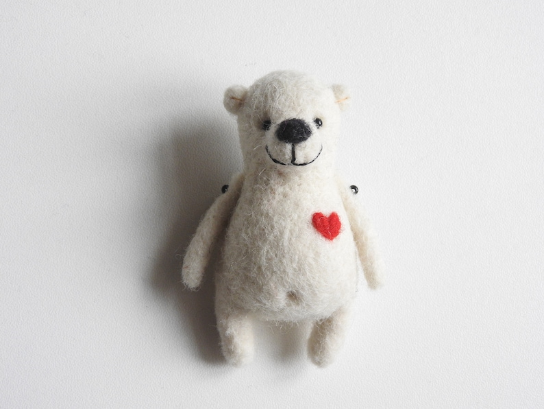 Felted bear brooch Needle felted animal Polar bear Gifts | Etsy