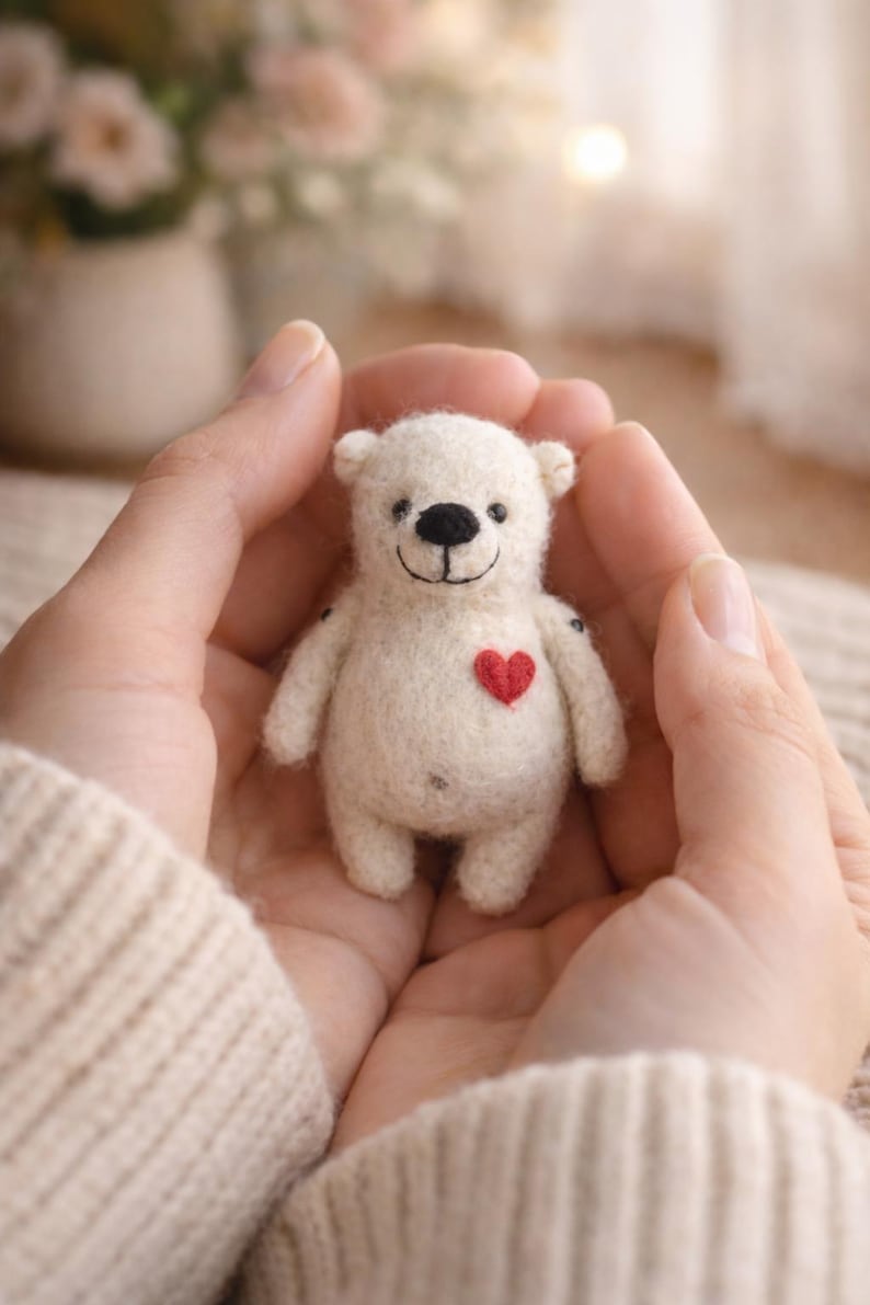 Felted Polar Bear Brooch, Kidulting Toy, Gifte-for New Mom ...