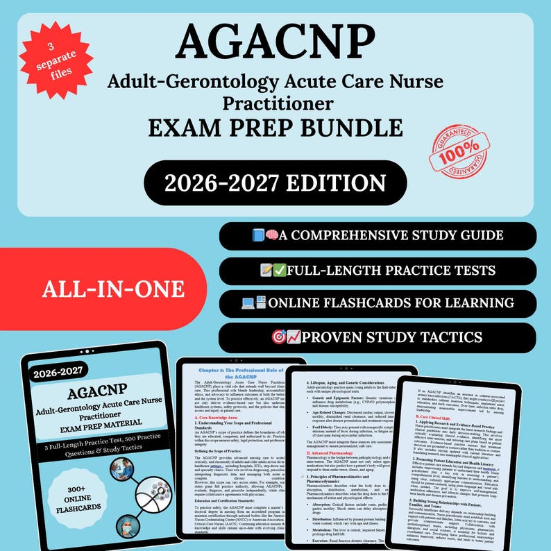 AGACNP Exam Prep Bundle 2026 | AGACNP Study Guide | Adult-gerontology ...