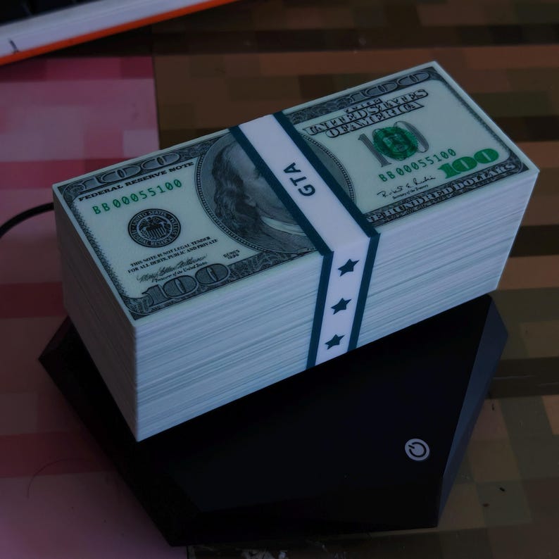 3D Printing GTA Money Stack Lamp, Floating Light, Creative Design, GTA ...