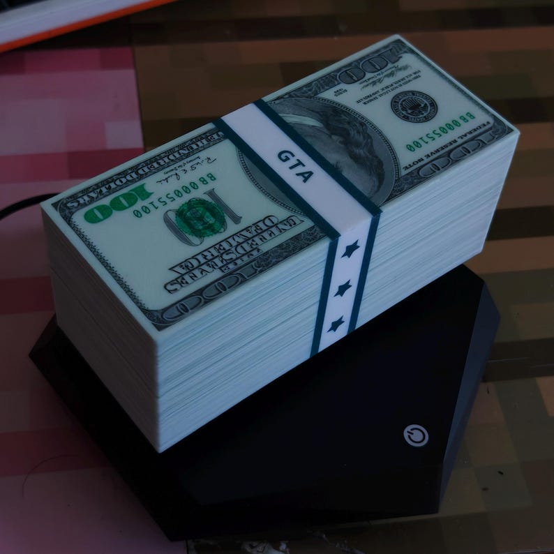 3D Printing GTA Money Stack Lamp, Floating Light, Creative Design, GTA ...