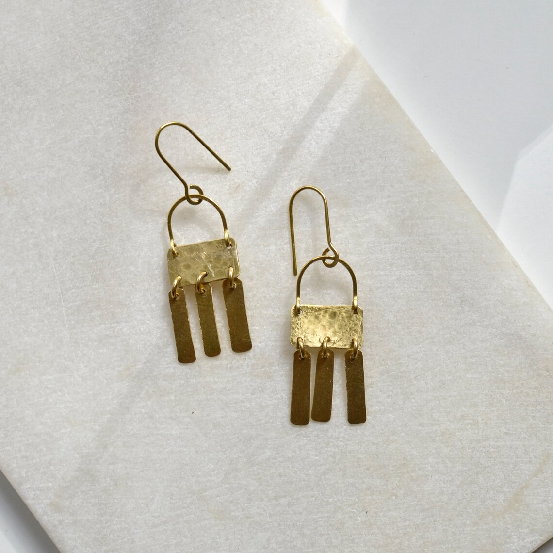 Hammered Brass Chandeliers, Geometric Statement Jewelry, Column ...