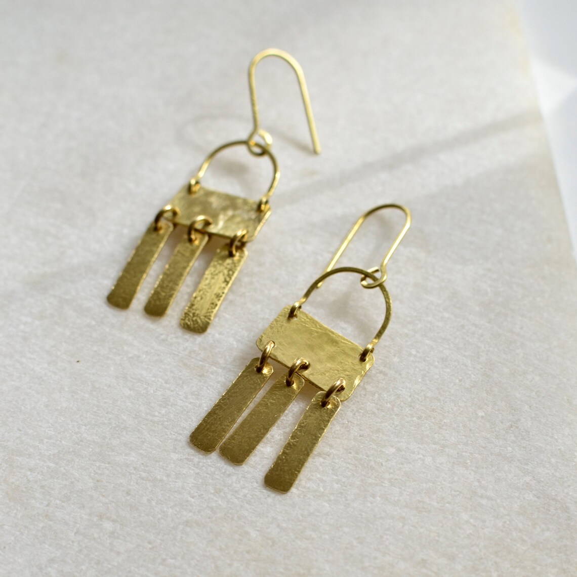Hammered Brass Chandeliers, Geometric Statement Jewelry, Column ...