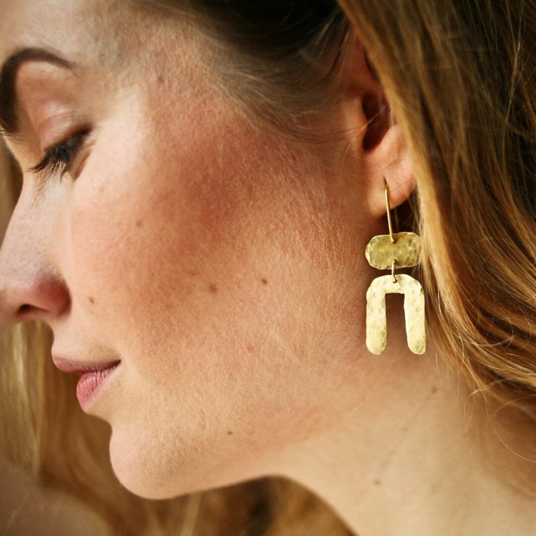 Abstract Earrings, Arc Earrings, Brass Jewelry, Modern Jewelry ...