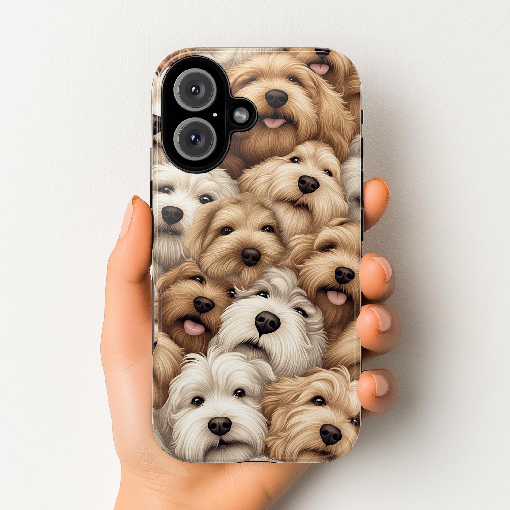Phone Case, Cockapoo Dog Print, Cute Fluffy Dogs, Tan, Golden, Tough ...