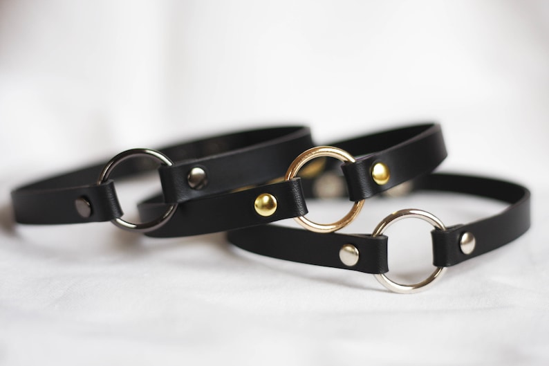 Black Leather Choker O Ring Choker Handmade Unique Choker With - Etsy