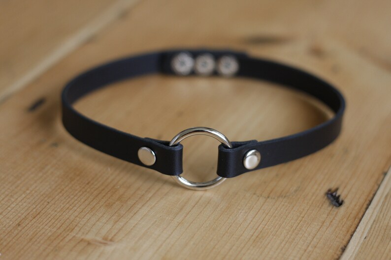 Black Leather Choker O Ring Choker Handmade Unique Choker With | Etsy