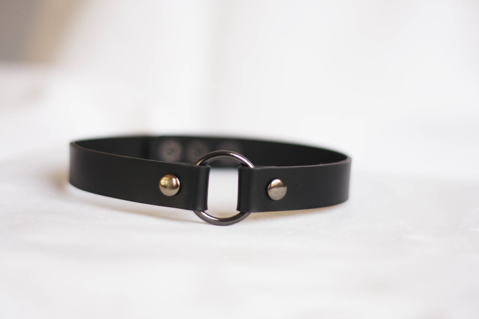 Black Leather Choker O Ring Choker Handmade Unique Choker - Etsy