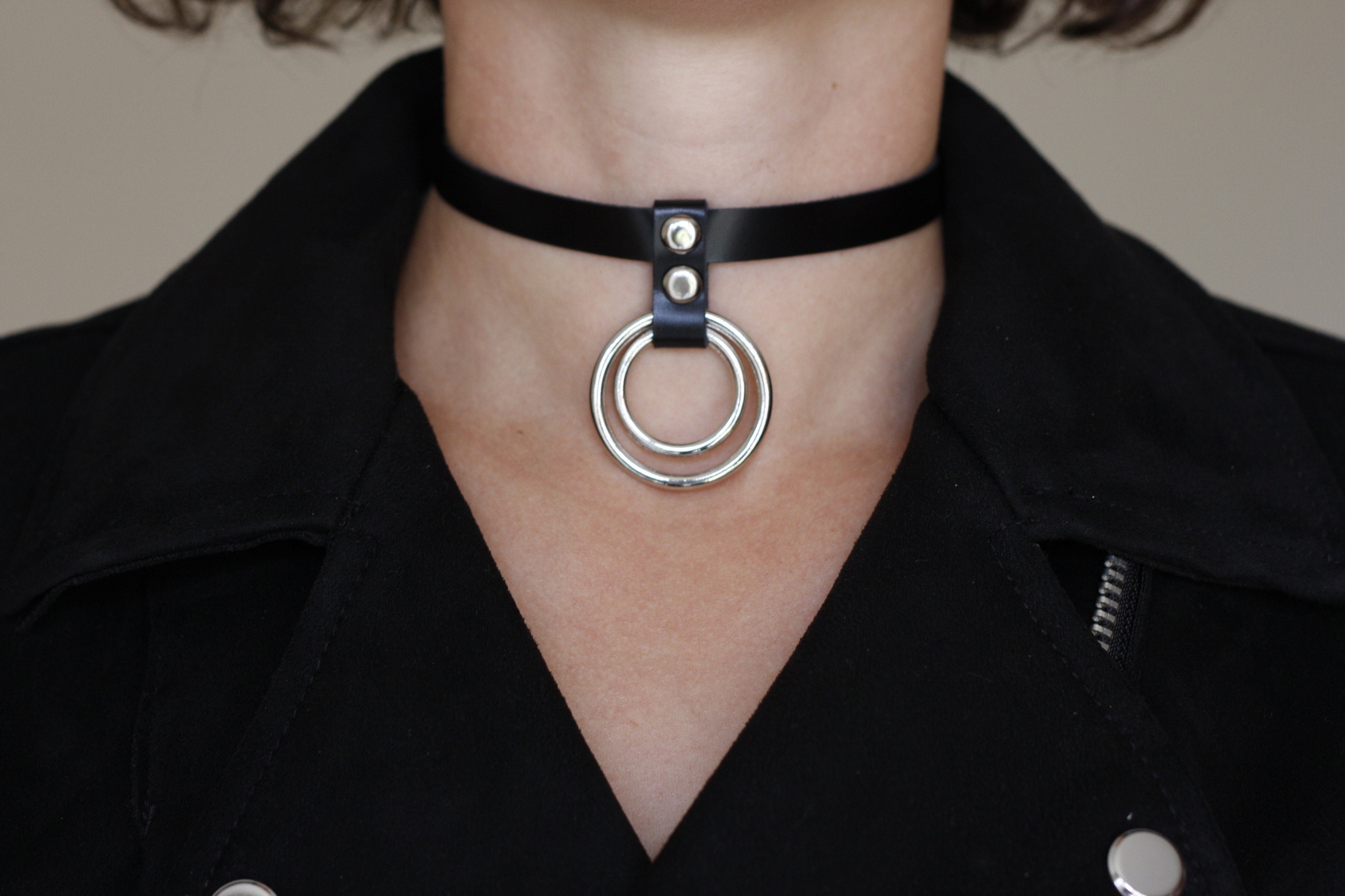 Black Leather Choker O Ring Choker Handmade Unique Choker - Etsy UK