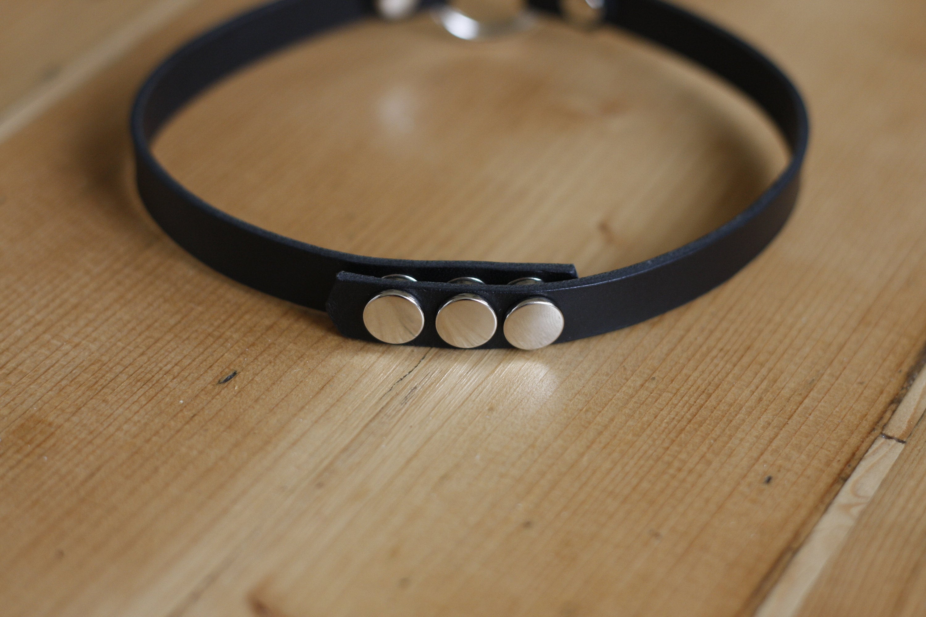 Black Leather Choker O Ring Choker Handmade Unique Choker With | Etsy