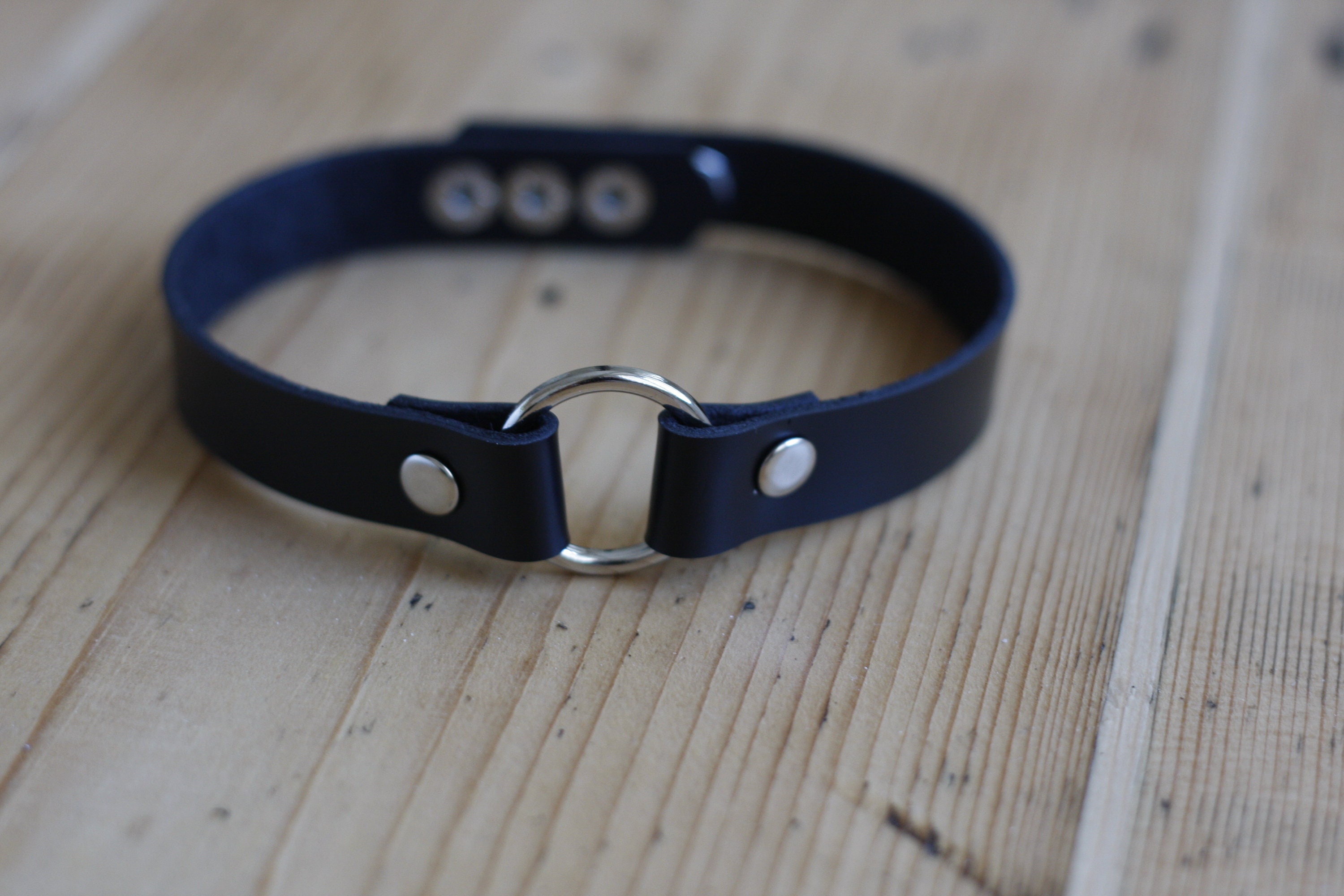 Black Leather Choker O Ring Choker Handmade Unique Choker | Etsy