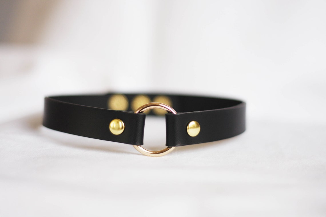 Black Leather Choker O Ring Choker Handmade Unique Choker - Etsy