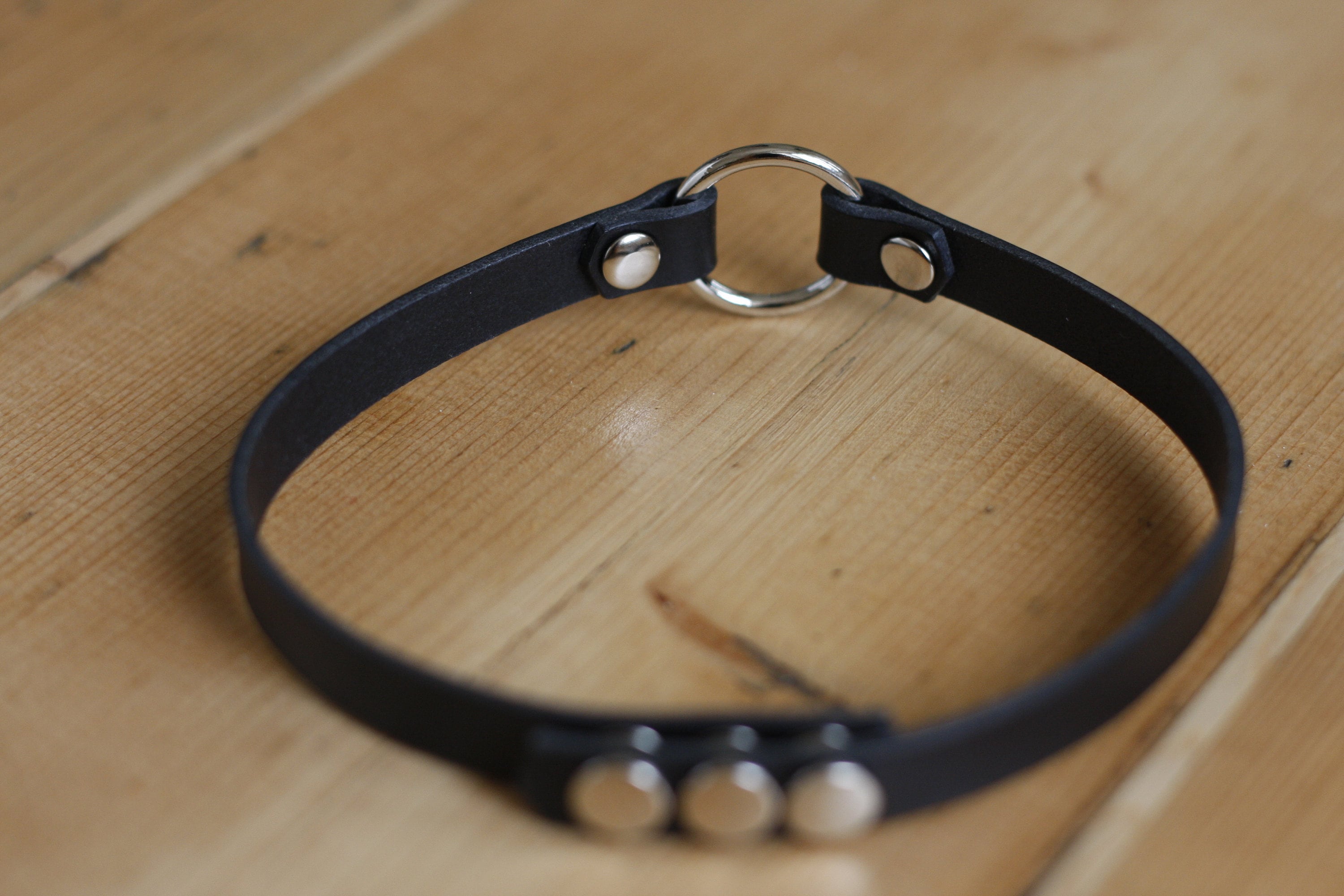Black Leather Choker O Ring Choker Handmade Unique Choker With | Etsy