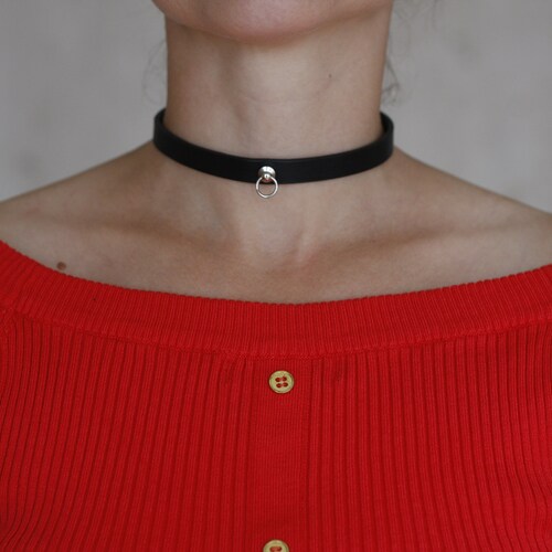 Black Leather Choker O Ring Choker Handmade Unique Choker With - Etsy