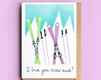 Love You Snow Much Valentine's Card - Etsy UK