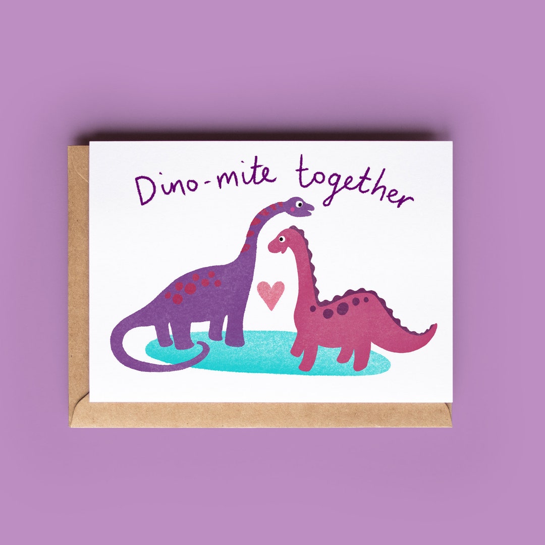 Funny Dinosaur Wedding Card - Dino-mite Together - Funny Dinosaur ...