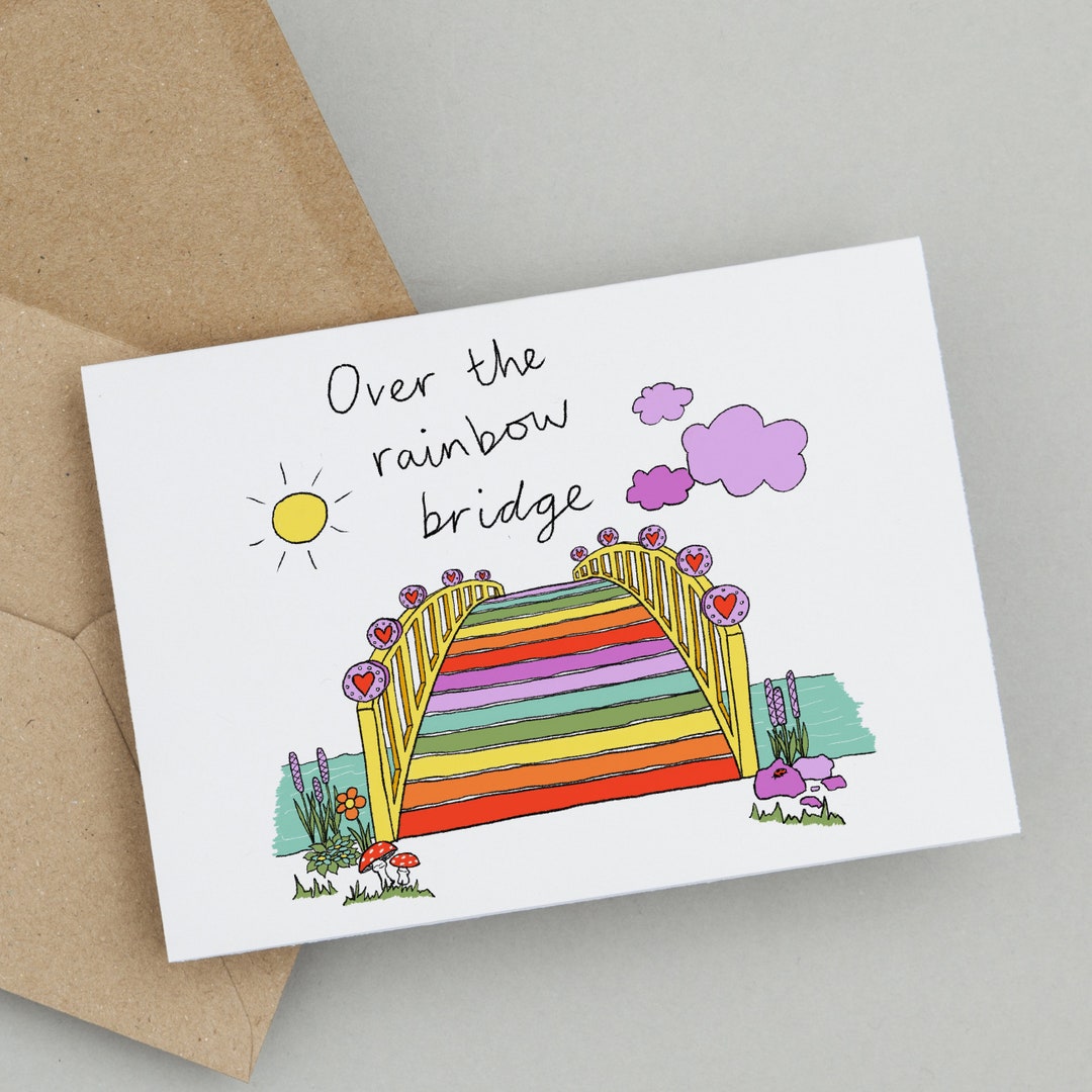 Rainbow Bridge Sympathy Card for Loss of Pet - Can Be Personalised ...