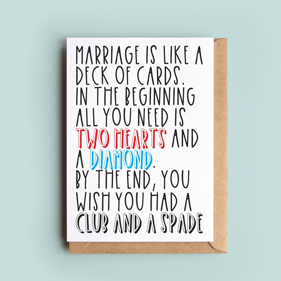 Funny Anniversary Card: Marriage Deck of Cards Quote - Etsy