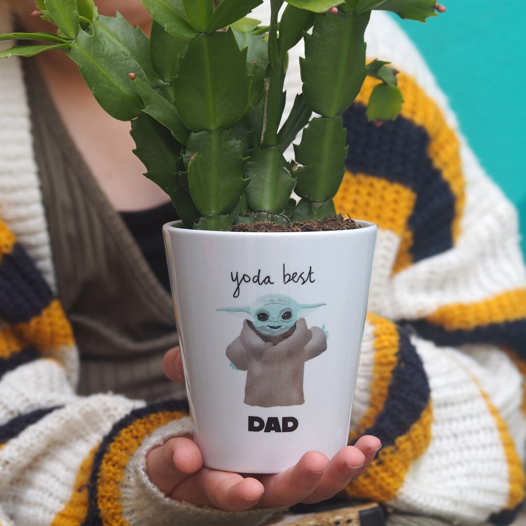 Best Dad Plant Pot Funny Baby Yoda Star Wars Gift for Him Flower Pot ...