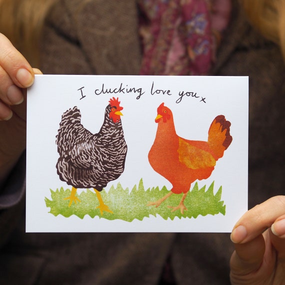Chickens 'I Clucking Love You' Valentine Card or - Etsy UK