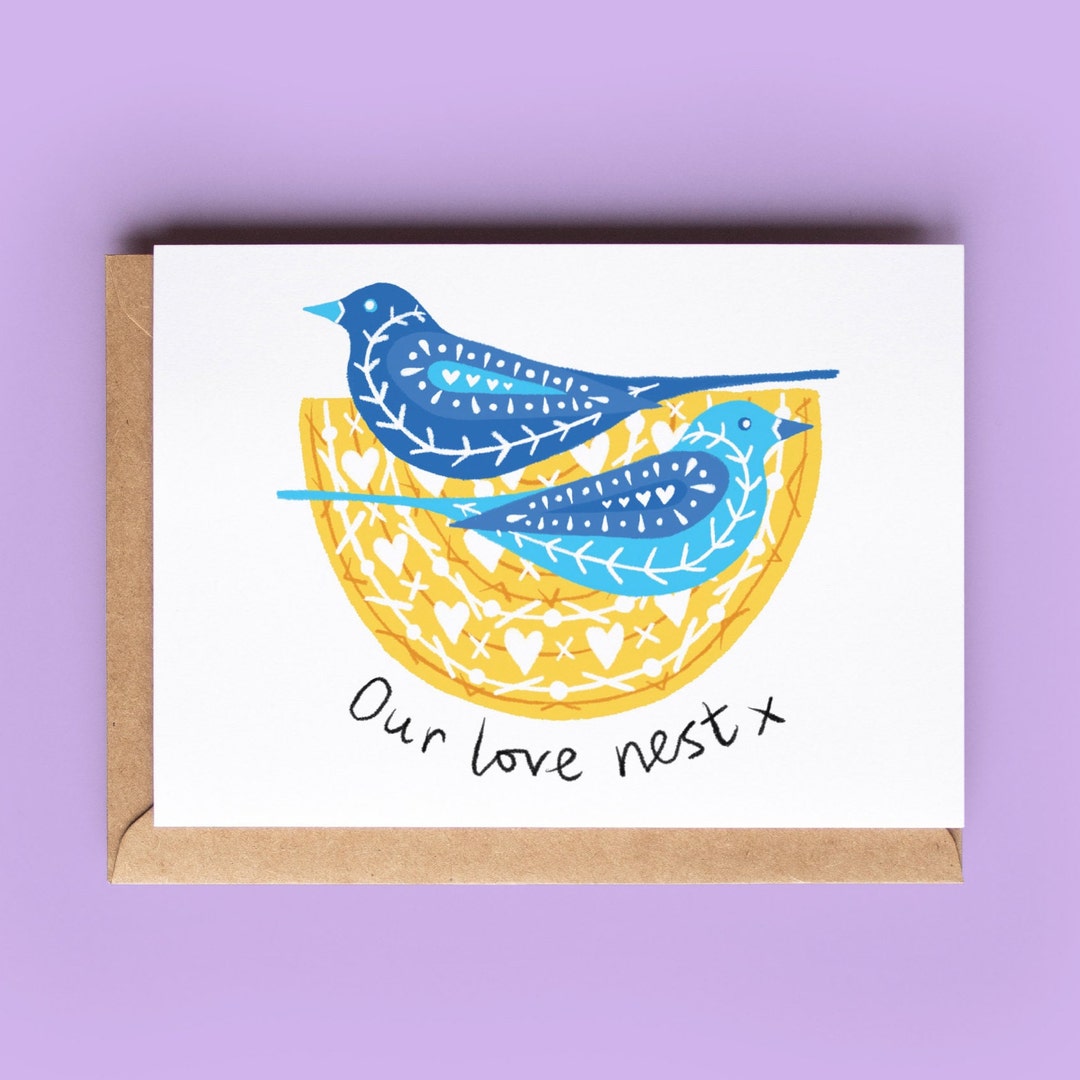 Our Love Nest Valentine Card Couple New Home Card Love Birds Card for ...