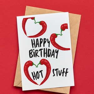 Hot Stuff Birthday Card Chilli Pepper Design happy Birthday Hot Stuff ...