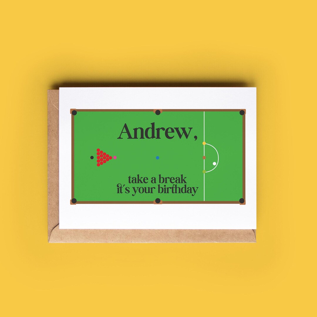 Personalised SNOOKER Birthday Card take a Break It's Your Birthday ...