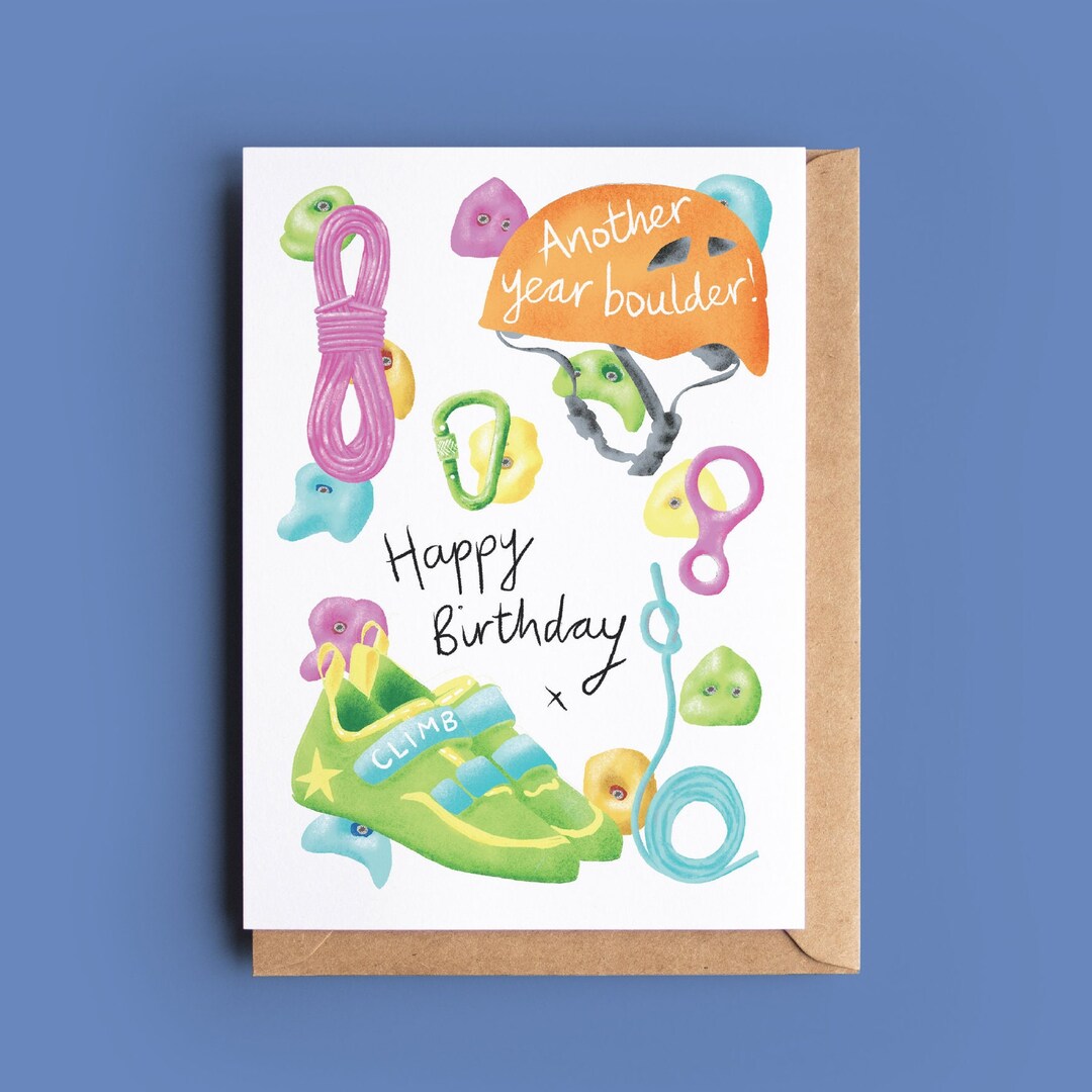 Funny Rock Climber Birthday Card: 'another Year Boulder' - Etsy UK