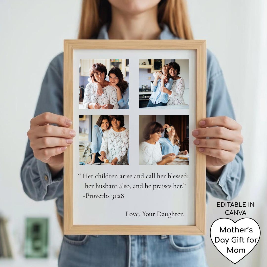 Mother Daughter Photo Collage, Proverbs 31:28 Christian Art (canva ...