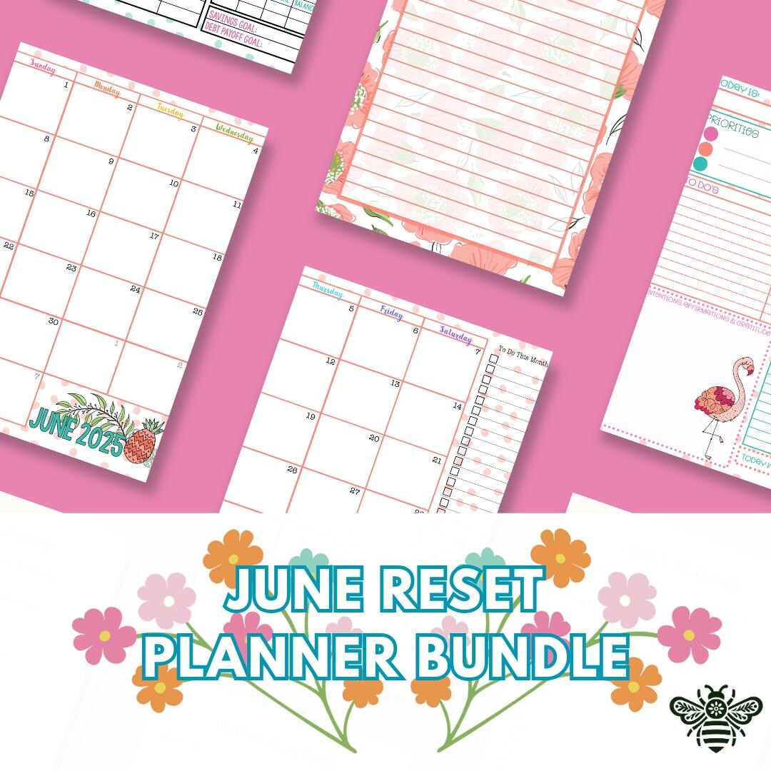 June Reset Planner Bundle | Printable Monthly Planning Kit | Budget ...
