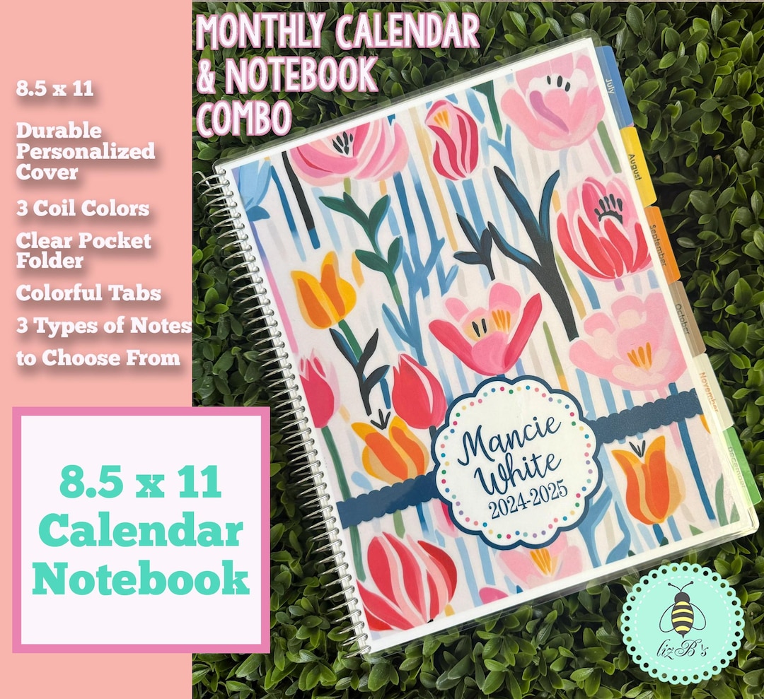 2025-2026 Calendar & Notebook in Fun Tulips | Notebook and Calendar ...