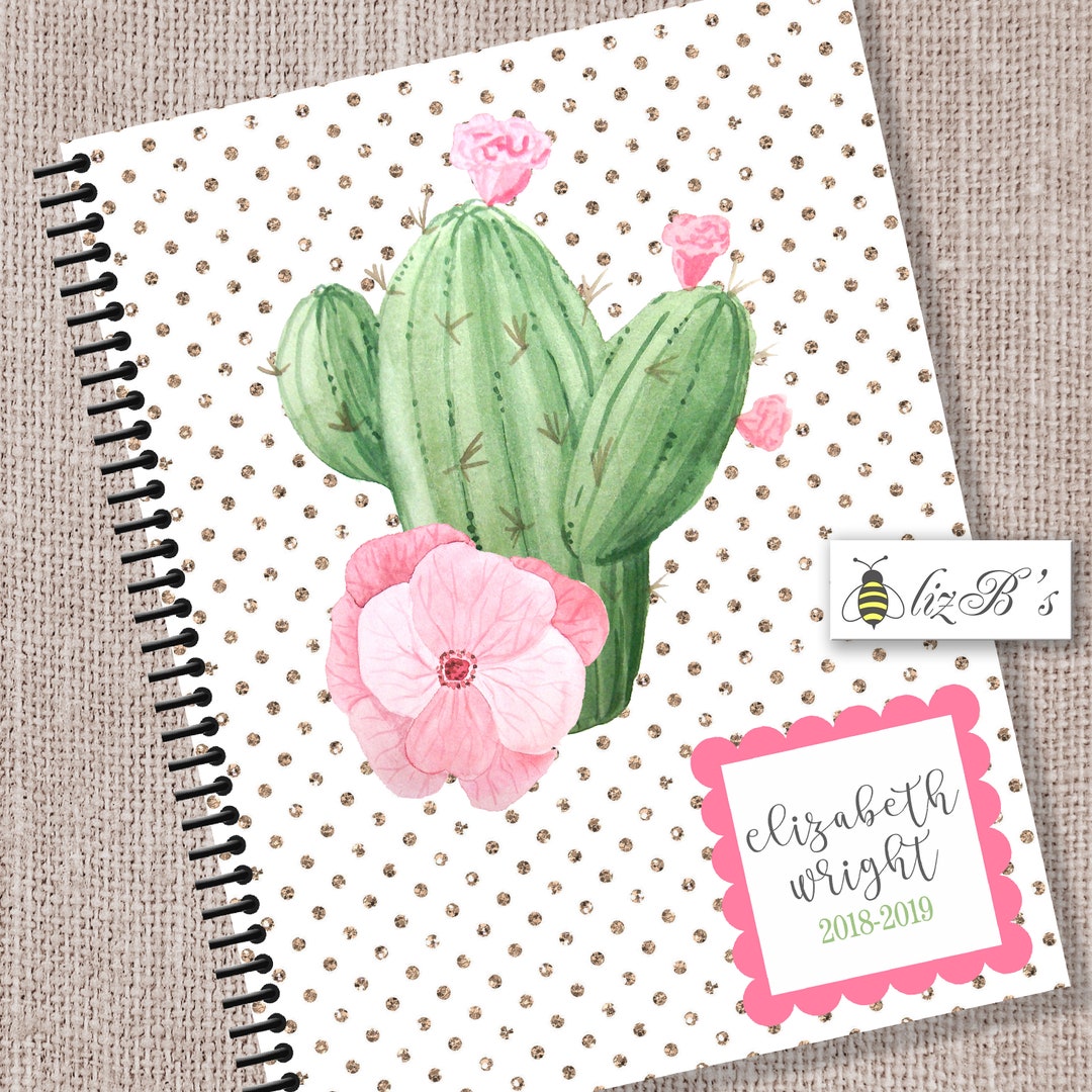 Cacti and Gold Teacher Planner// Succulent Teacher Planner// Customized ...